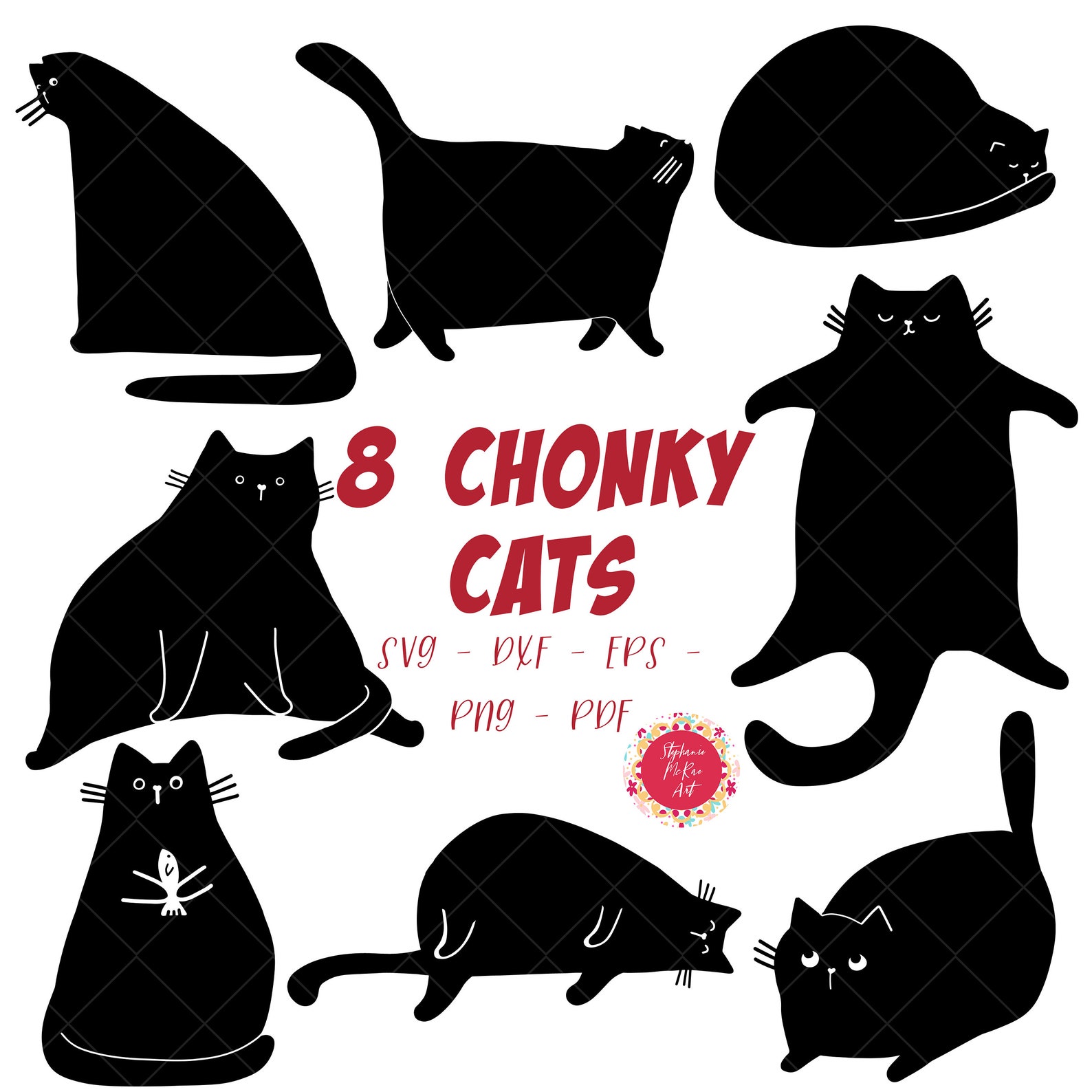 Chonky Cat SVG Bundle Fat Cat SVG Bundle Cute Black Cat - Etsy