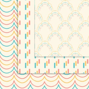 Boho Rainbow Doodles Digital Paper Pack, Commercial Use (digital ...