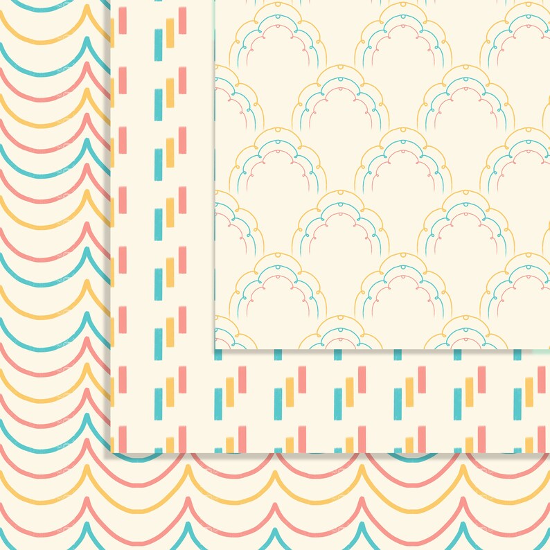 Boho Rainbow Doodles Digital Paper Pack Commercial Use | Etsy