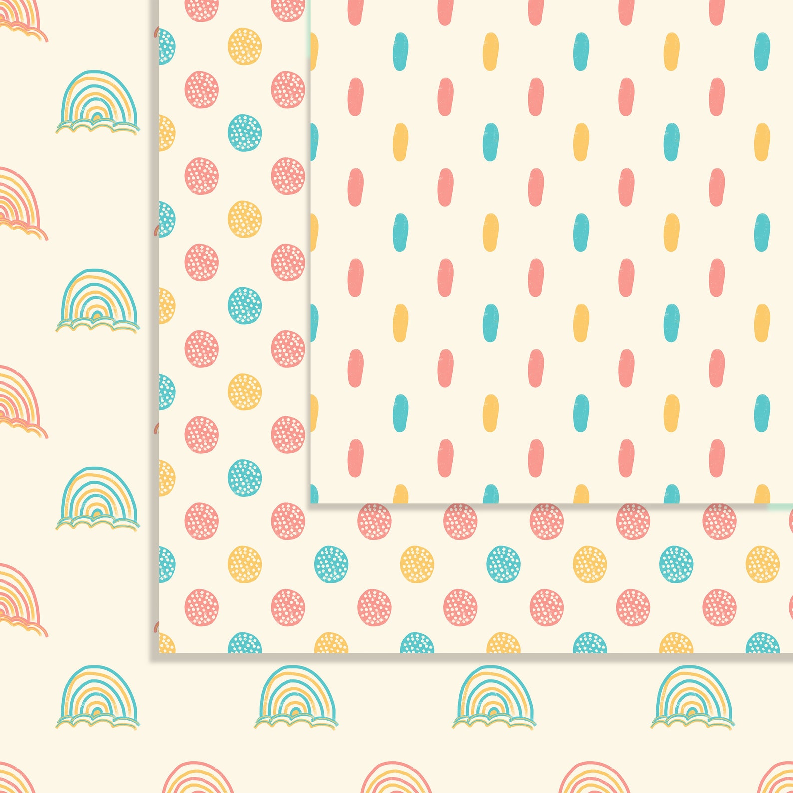 Boho Rainbow Doodles Digital Paper Pack Commercial Use | Etsy