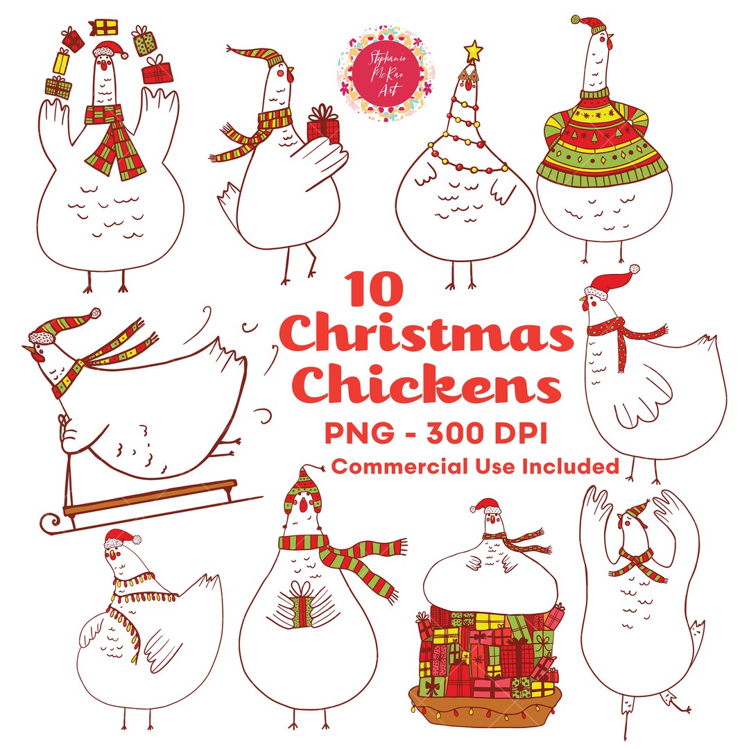 Christmas Chicken Png Bundle, Digital Download, Christmas Clipart ...
