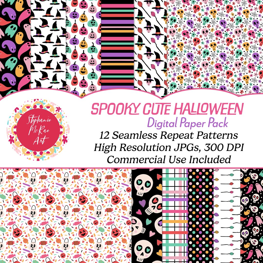 Spooky Cute Halloween Digital Paper Pack, Digital Download, Halloween ...