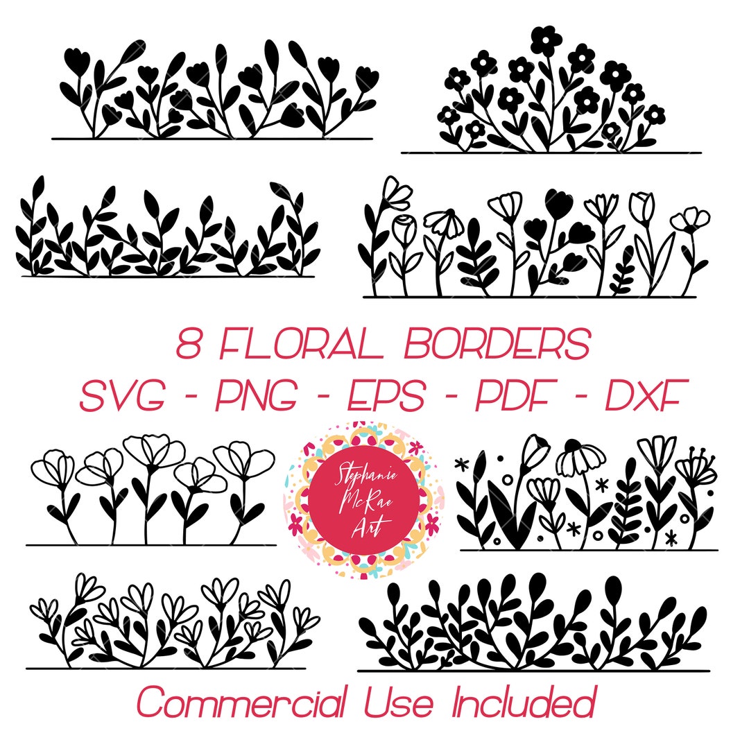 Floral Border Svg, Floral Svg Bundle, Flower Svg, Floral Clip Art ...