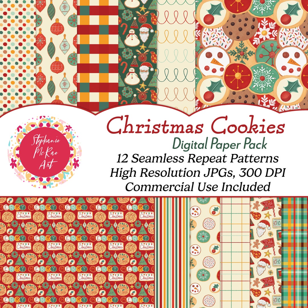 Christmas Cookies Digital Papers, Christmas Seamless Pattern, Digital ...