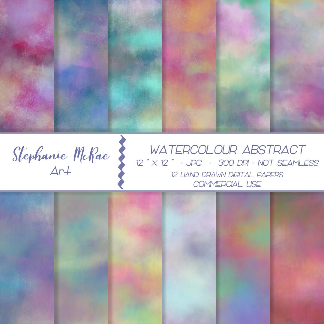 Watercolor Abstract Digital Paper Set (commercial Use) (digital ...