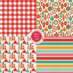 Retro Christmas Digital Papers, Christmas Seamless Pattern, Digital ...