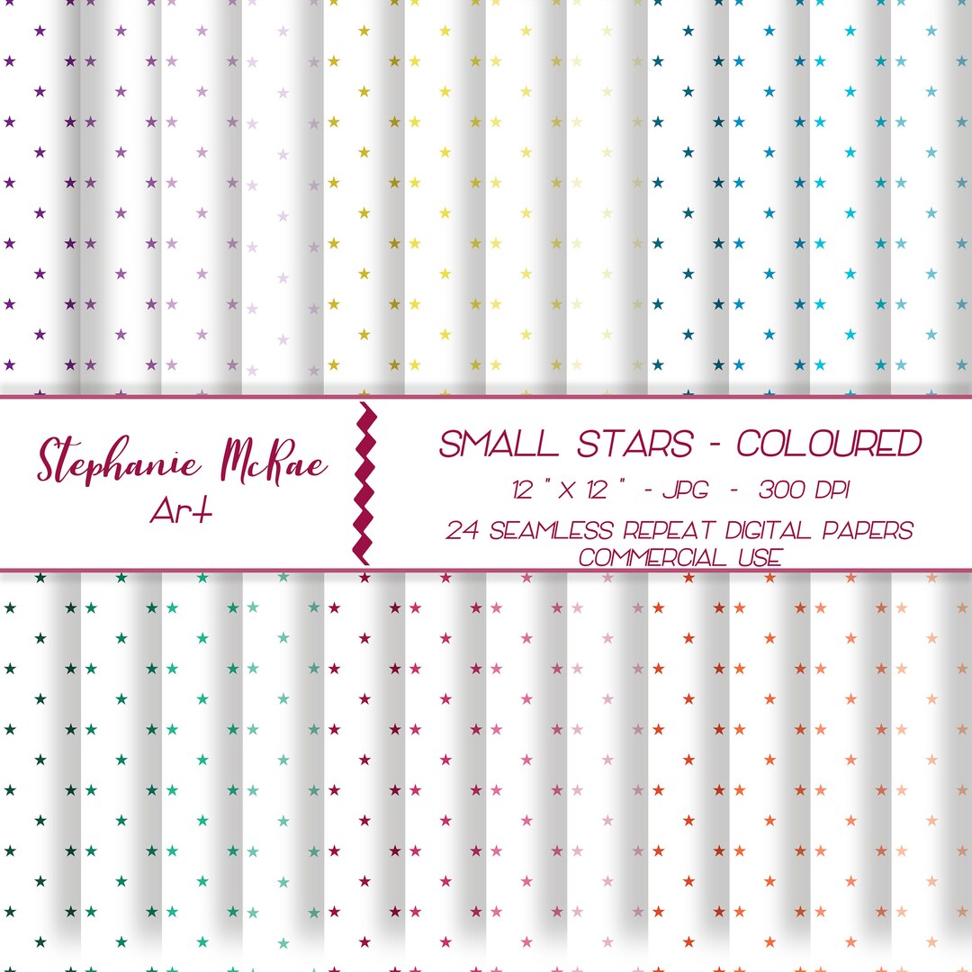 Small Coloured Stars Digital Paper, Commercial Use, Digital Download ...