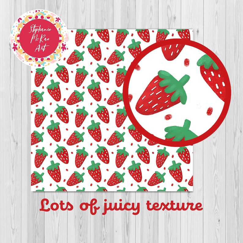 Strawberry Digital Paper Pack, Summer Seamless Patterns (digital ...