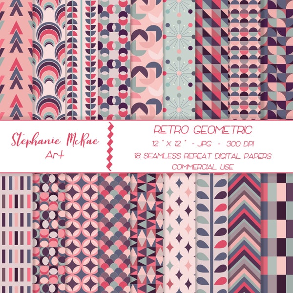 Retro Digital Papers - Etsy