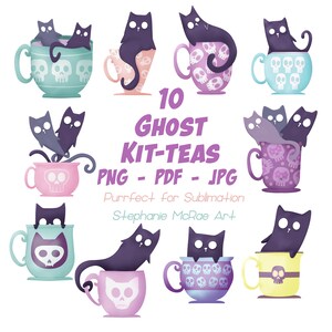 Ghost Kitties PNG Bundle - Halloween Clipart - Cat Sublimation PNG ...