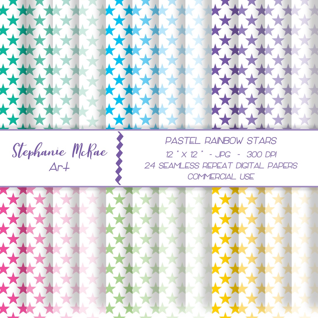 Pastel Rainbow Stars Digital Papers, Seamless (digital Download) - Etsy