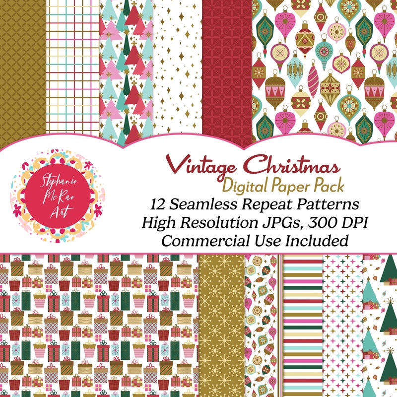 Christmas Digital Paper - Etsy