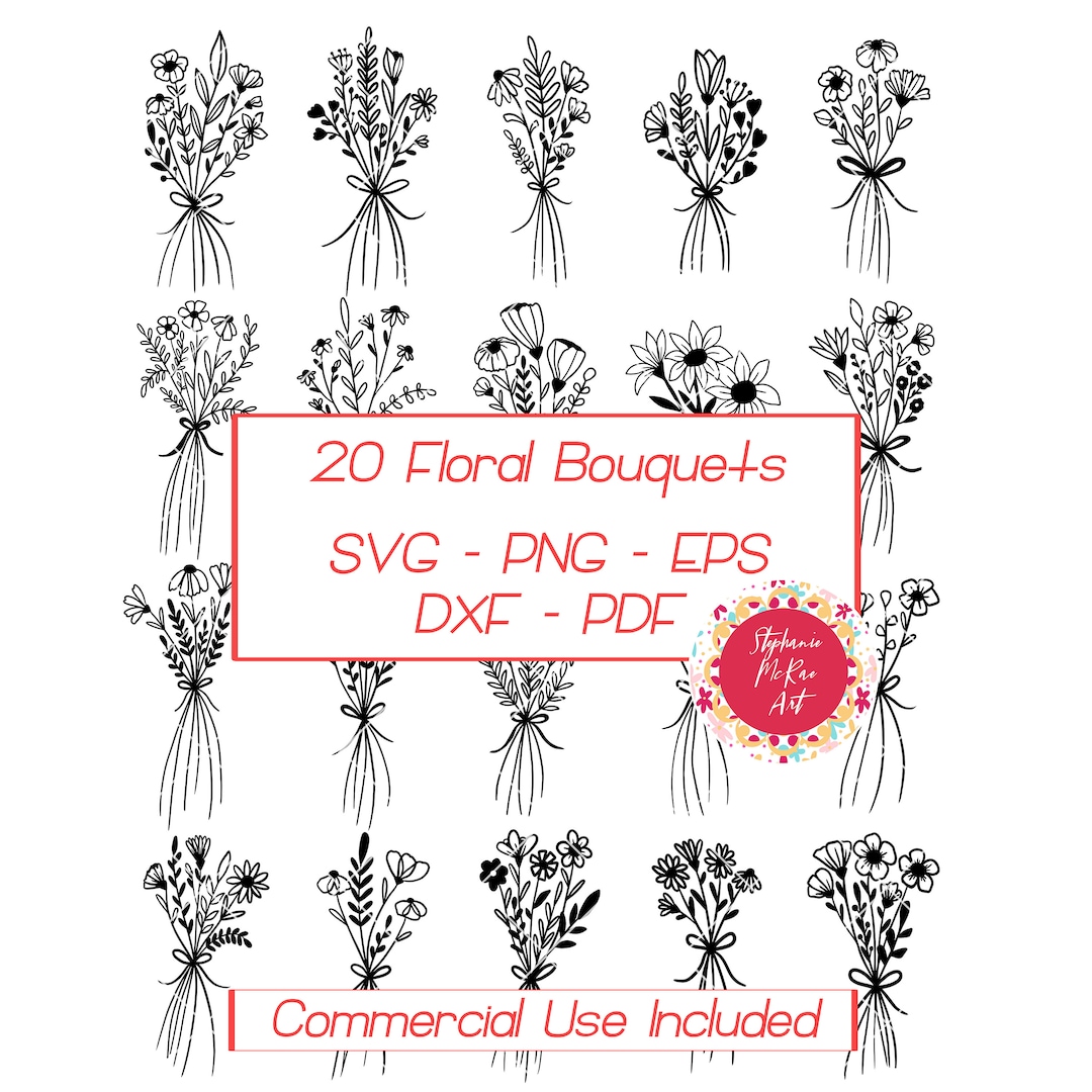 Floral Bouquet Svg Bundle - Flower Bouquet Svg Bundle - Digital ...