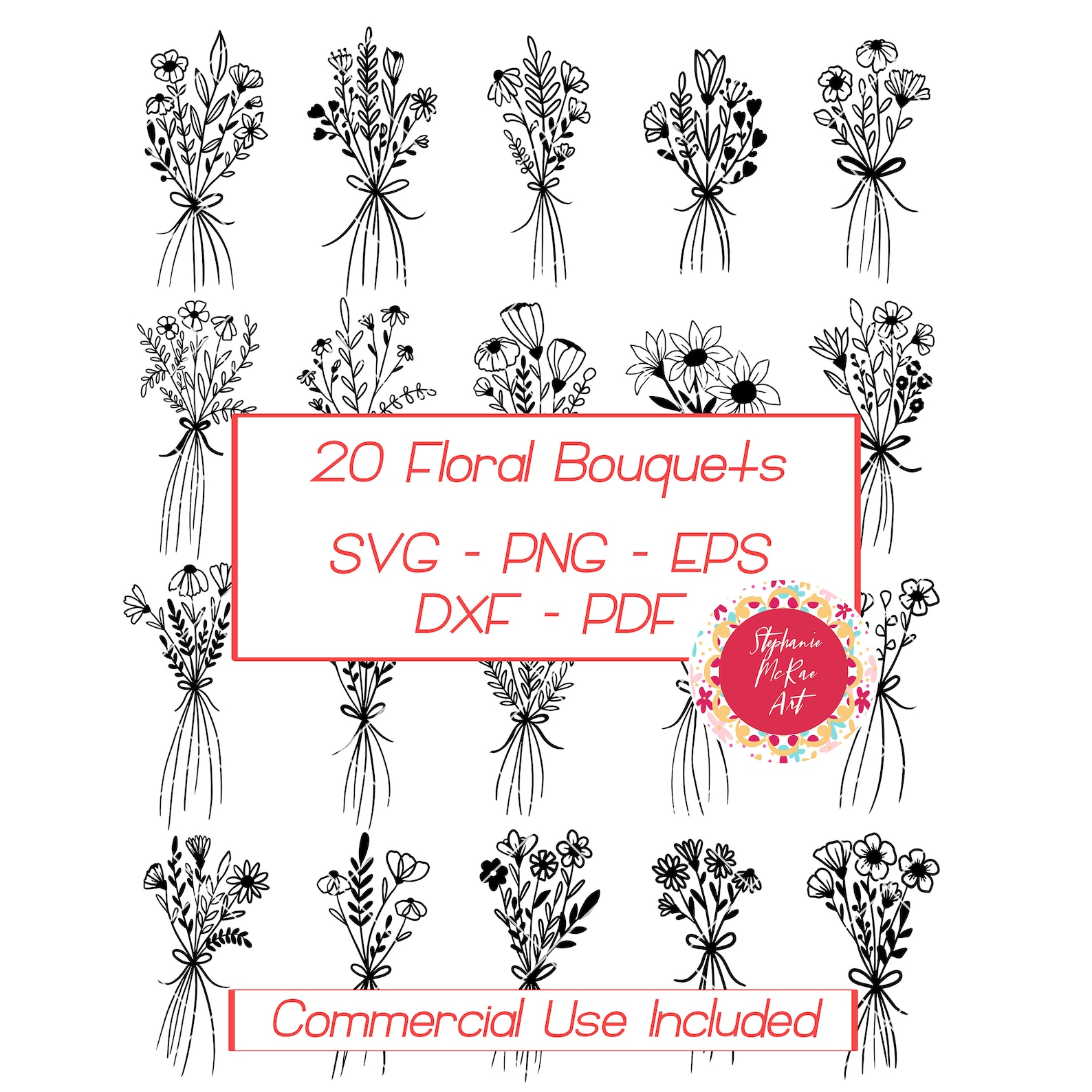 Floral Bouquet Svg Bundle Flower Bouquet Svg Bundle - Etsy
