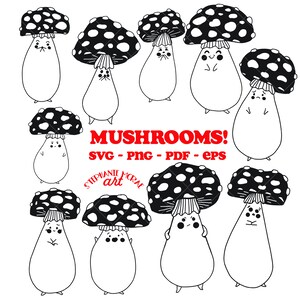 Mushroom Svg Bundle, Mushroom Clipart, Mushroom Art, Digital Download ...