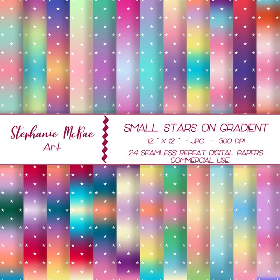 Small White Stars on Gradient Background Digital Paper | Etsy