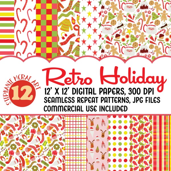Retro Digital Papers - Etsy