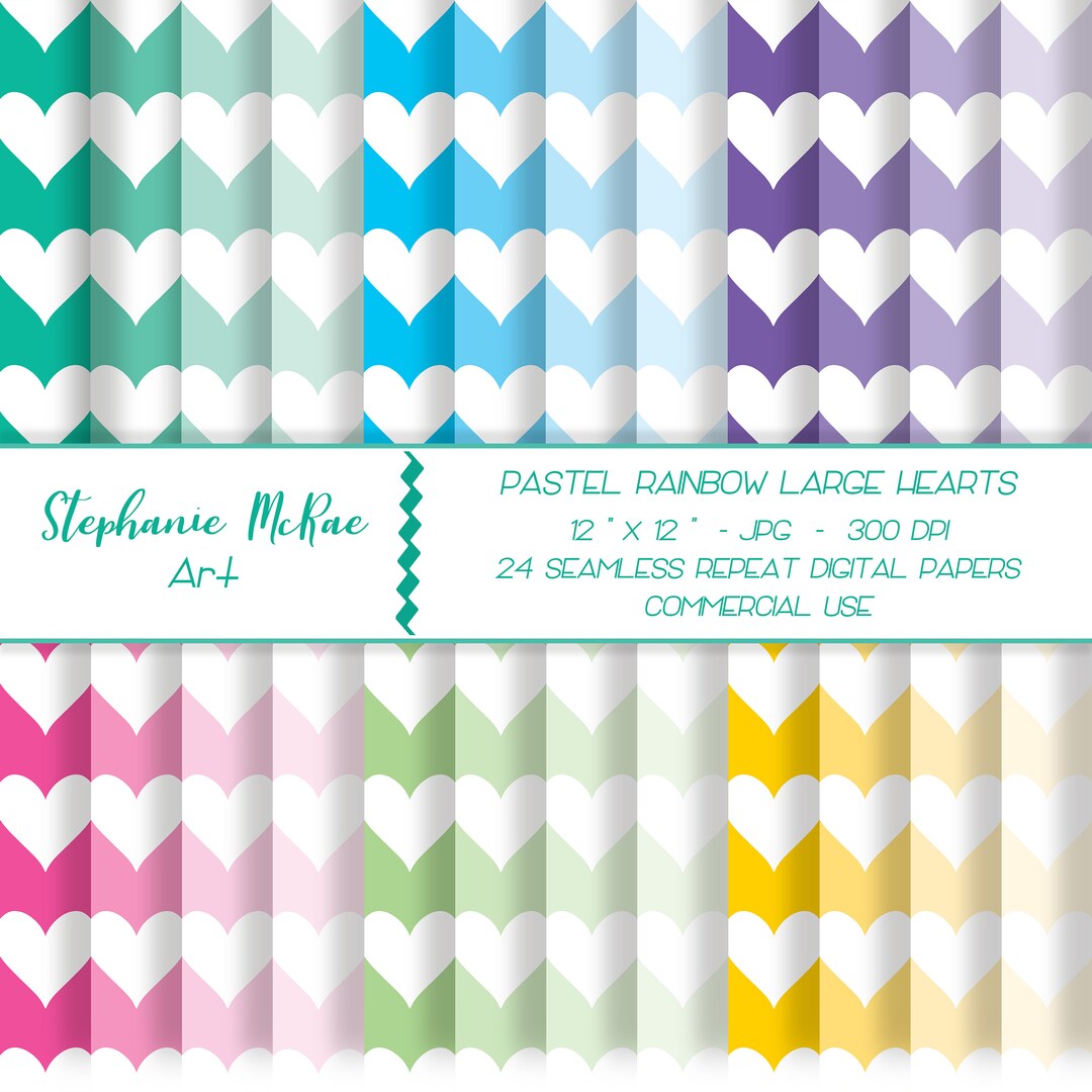 Pastel Hearts Digital Paper: 24 Seamless Patterns (digital Download) - Etsy