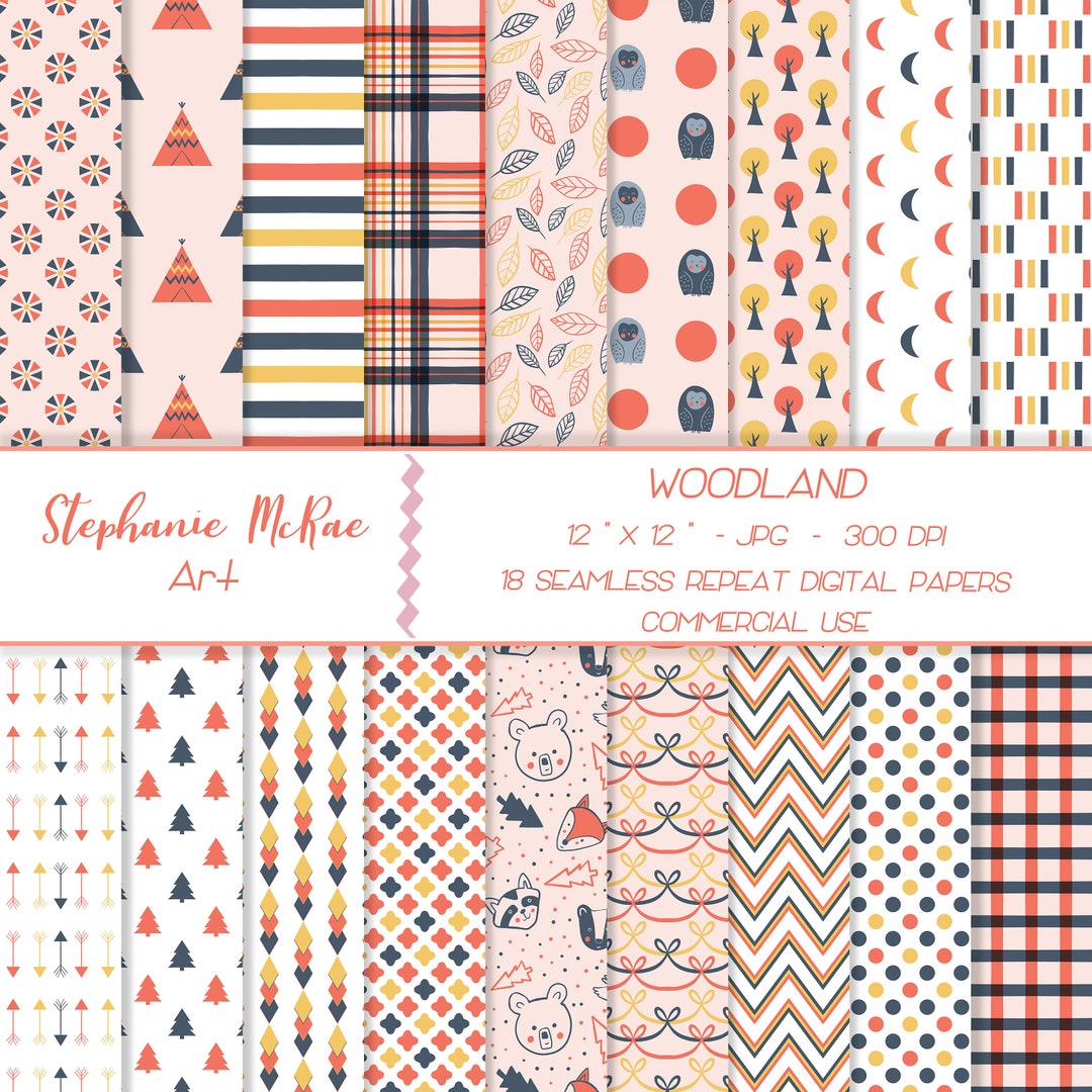 Forest Nursery Digital Paper Pack, Digital Download, Baby Shower ...