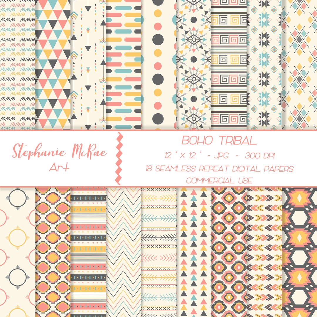 Tribal Digital Papers L Boho Digital Papers L Digital Paper Pack L ...