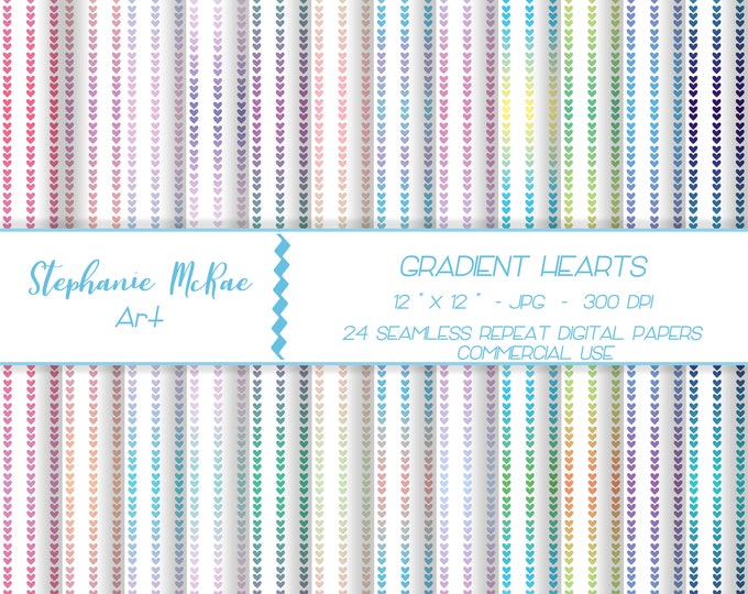Pastel Rainbow Tiny Heart Digital Paper Pack/ Cute Digital Paper Set ...