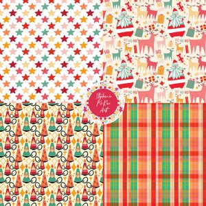 Retro Christmas Digital Papers, Christmas Seamless Pattern, Digital ...