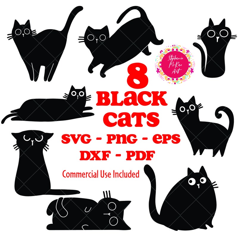 Black Cat Svg - Etsy