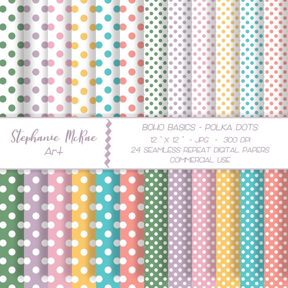 Boho Basic Polka Dots Digital Paper Commercial Use Digital - Etsy