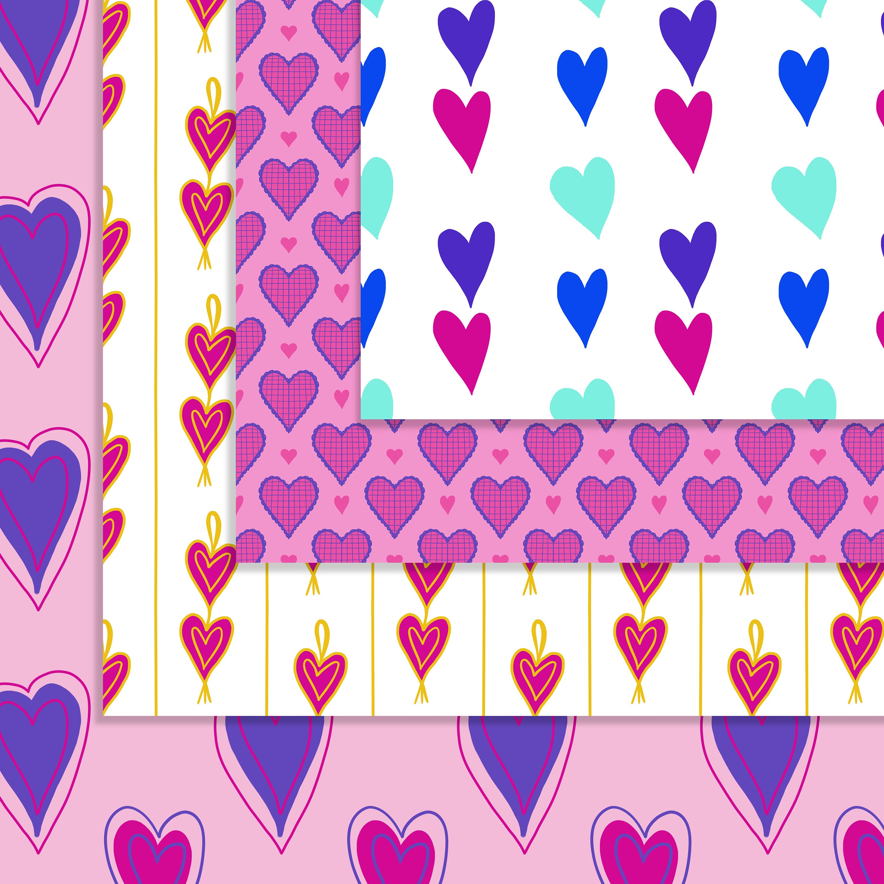 Lotsa Valentine Hearts Digital Paper Commercial Use Digital | Etsy