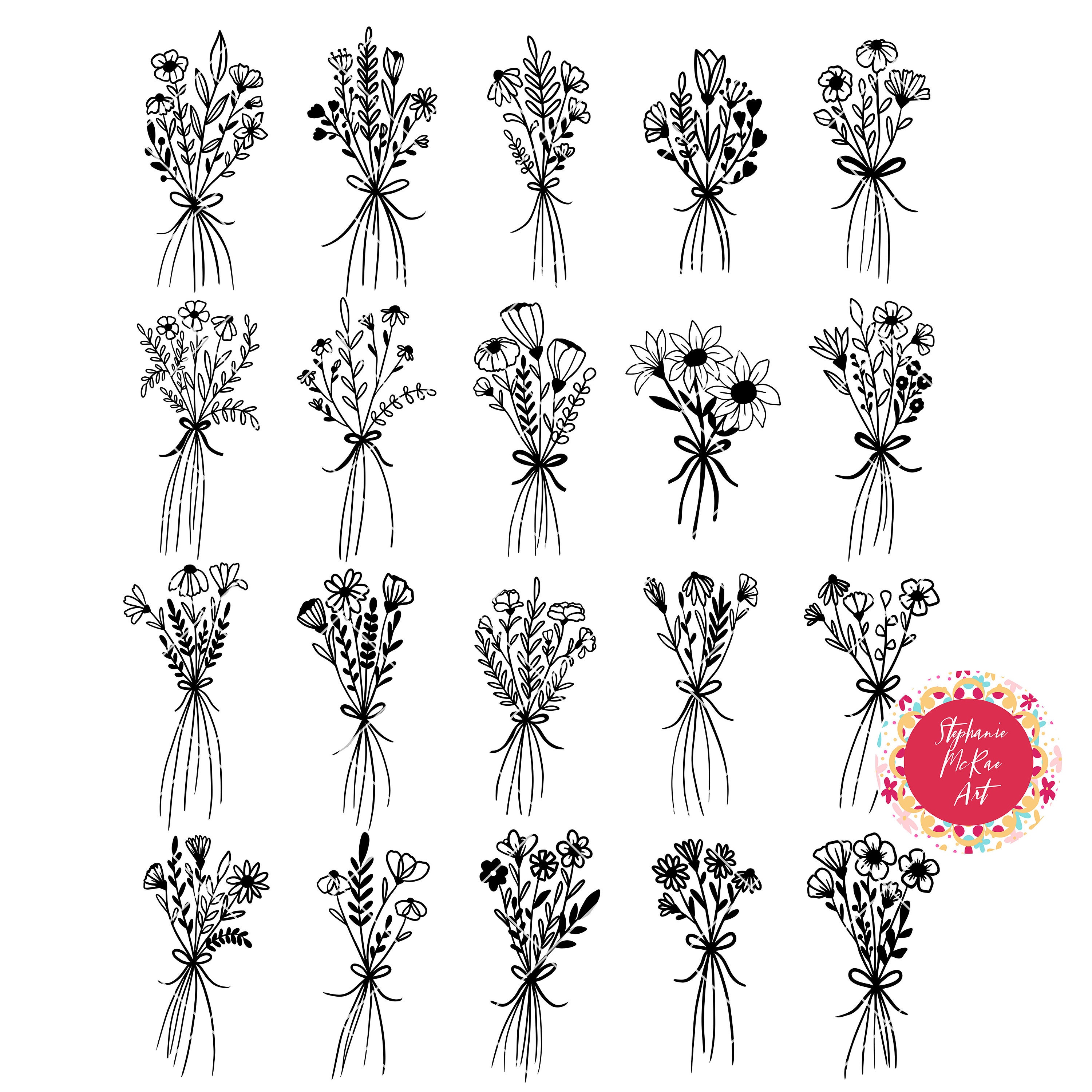 Floral Bouquet Svg Bundle - Flower Bouquet Svg Bundle - Digital ...