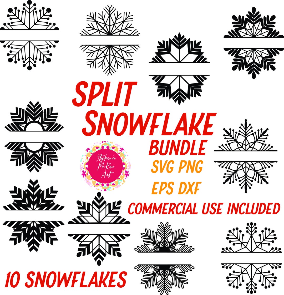 Split Snowflake SVG Bundle, Snowflake Svg, Digital Download, Winter Svg ...