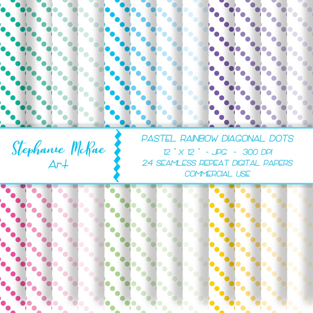 Pastel Rainbow Diagonal Dots Digital Paper (commercial Use) - Etsy