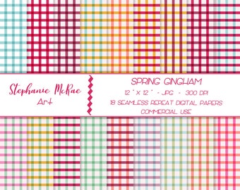 Gingham Digital Scrapbook Paper Pack Commercial Use Personal - Etsy
