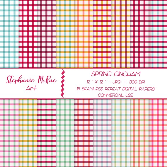 Spring Gingham Digital Papers Digital Paper Pack Pastel - Etsy