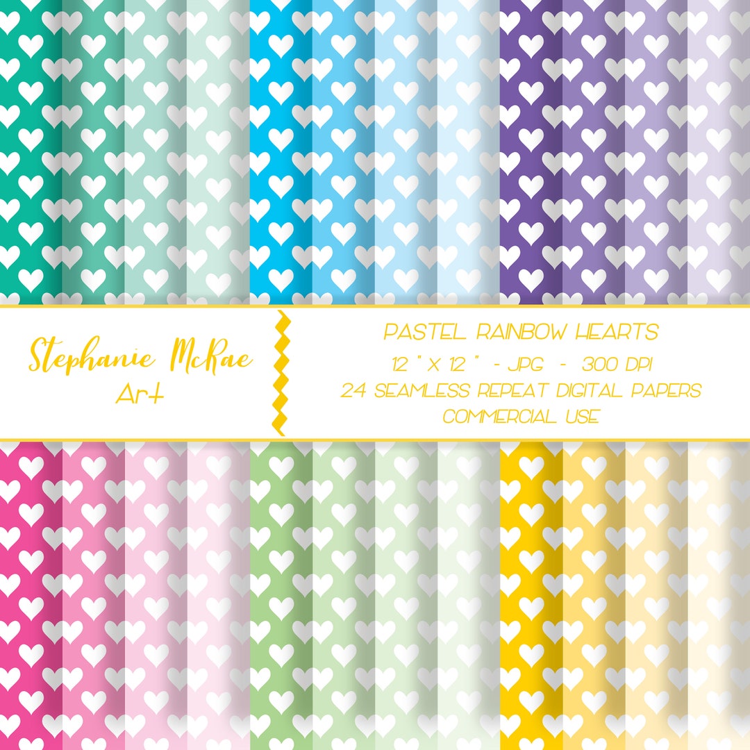 Pastel Hearts Digital Papers L Geometric Digital Papers L Commercial ...