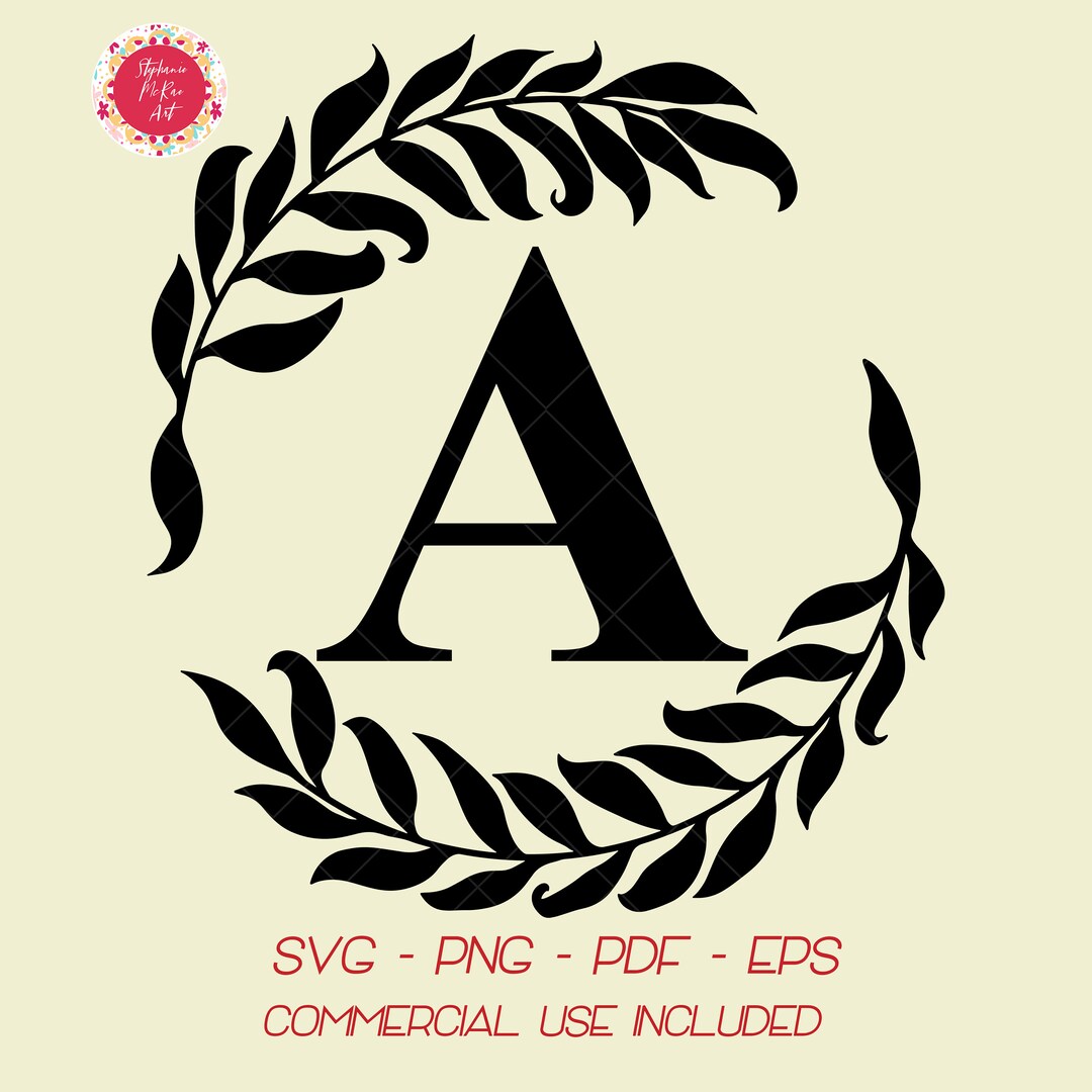 Monogram Svg Bundle L Alphabet Wreath Svg L Circle Svg Bundle L Wreath ...