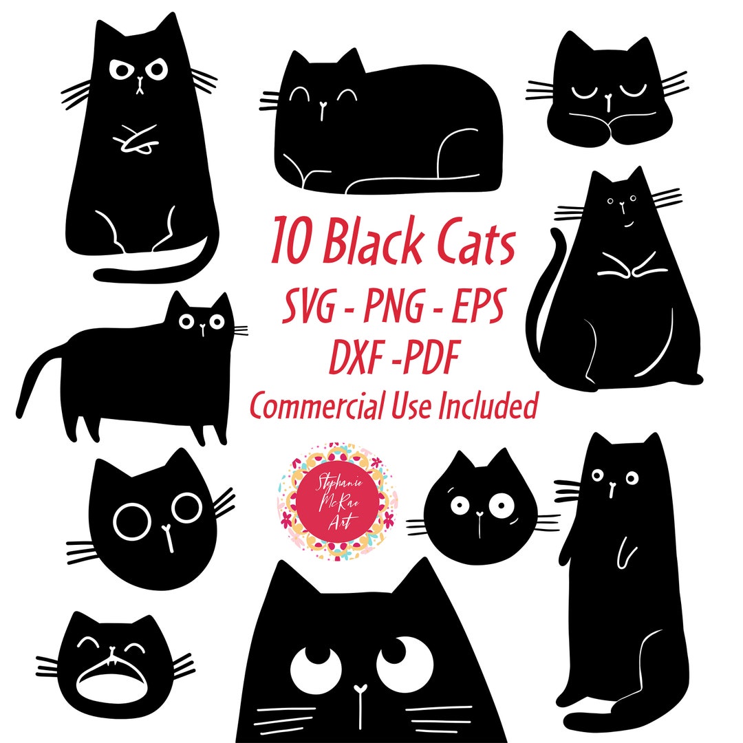 Black Cat SVG Bundle - Black Cat Digital Download - Cute Black Cat Svg ...