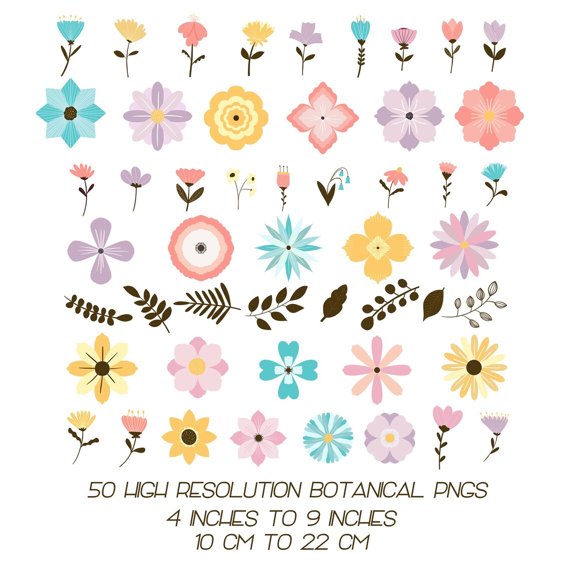 Flower Clip Art Flower Doodle Clip Art Commercial Use Boho - Etsy