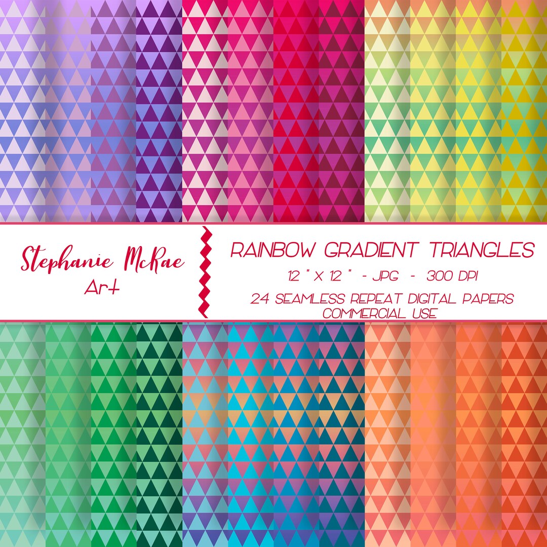 Rainbow Gradient Triangle Digital Paper Pack (digital Download) - Etsy