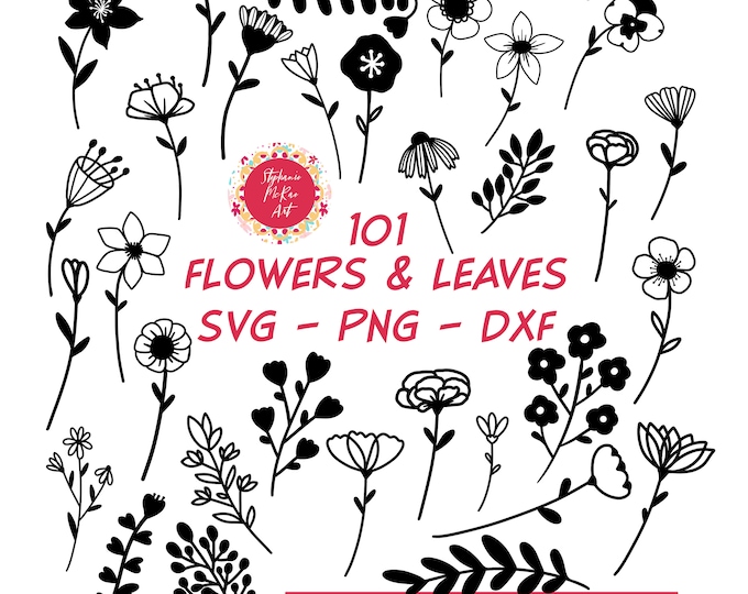 Set of 12 Dainty Floral Svg, Dainty Leaf Svg, Minimalist Flower Svg ...