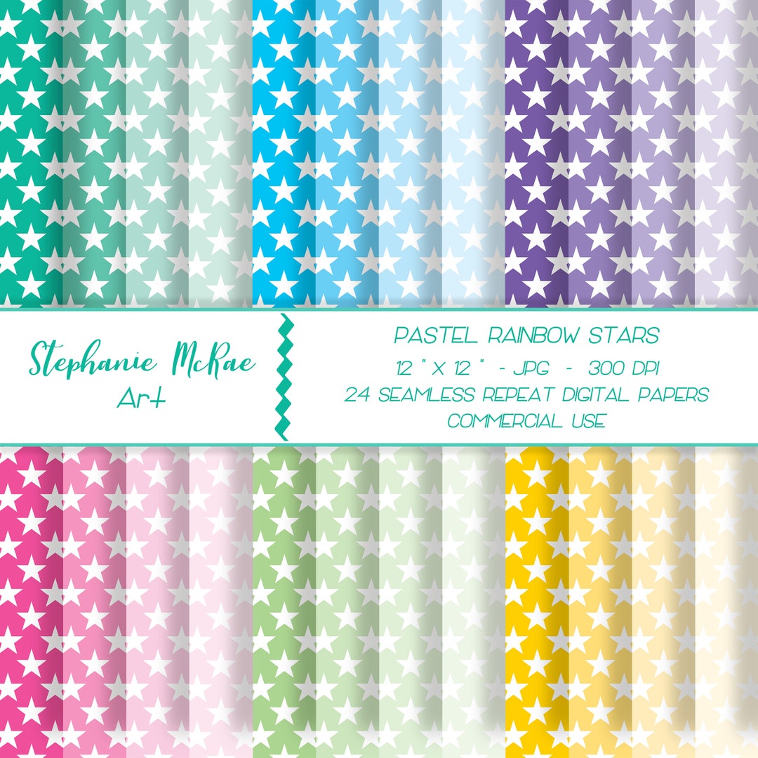 Pastel Stars Digital Papers L Geometric Digital Papers L Commercial Use ...