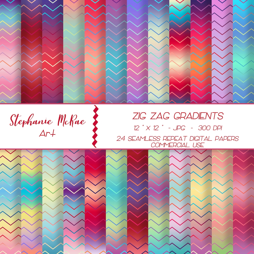 Rainbow Zig Zag Digital Paper, Gradient Chevron (digital Download) - Etsy