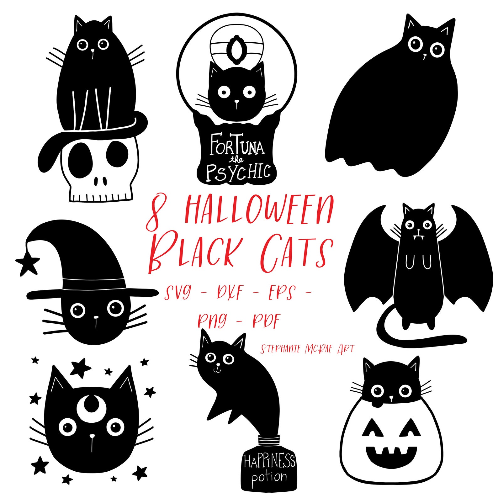 Black Cat SVG Bundle Halloween SVG Bundle Cute Black Cat - Etsy