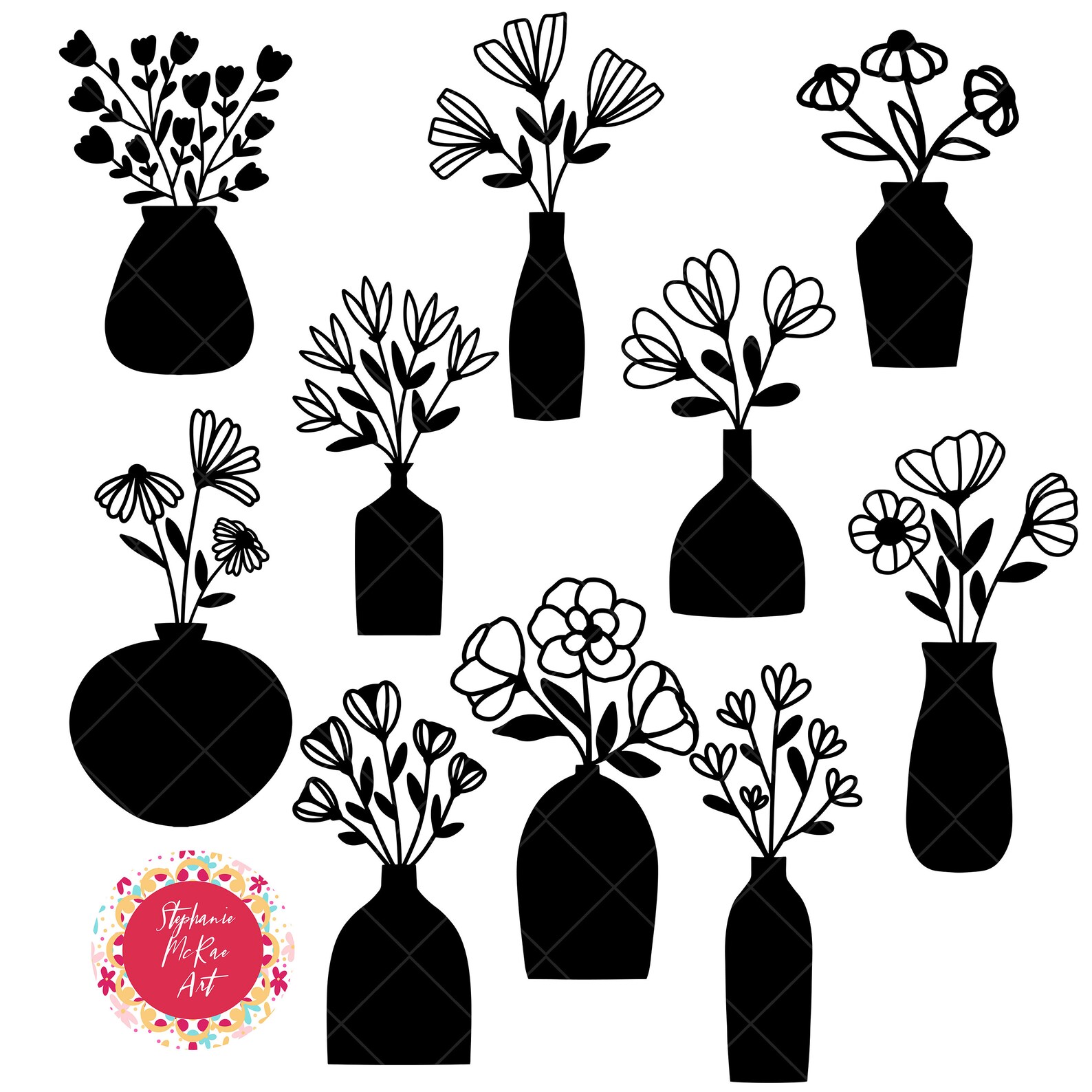Flower Svg Bundle Flower Vase Svg Floral Svg Botanical Svg - Etsy