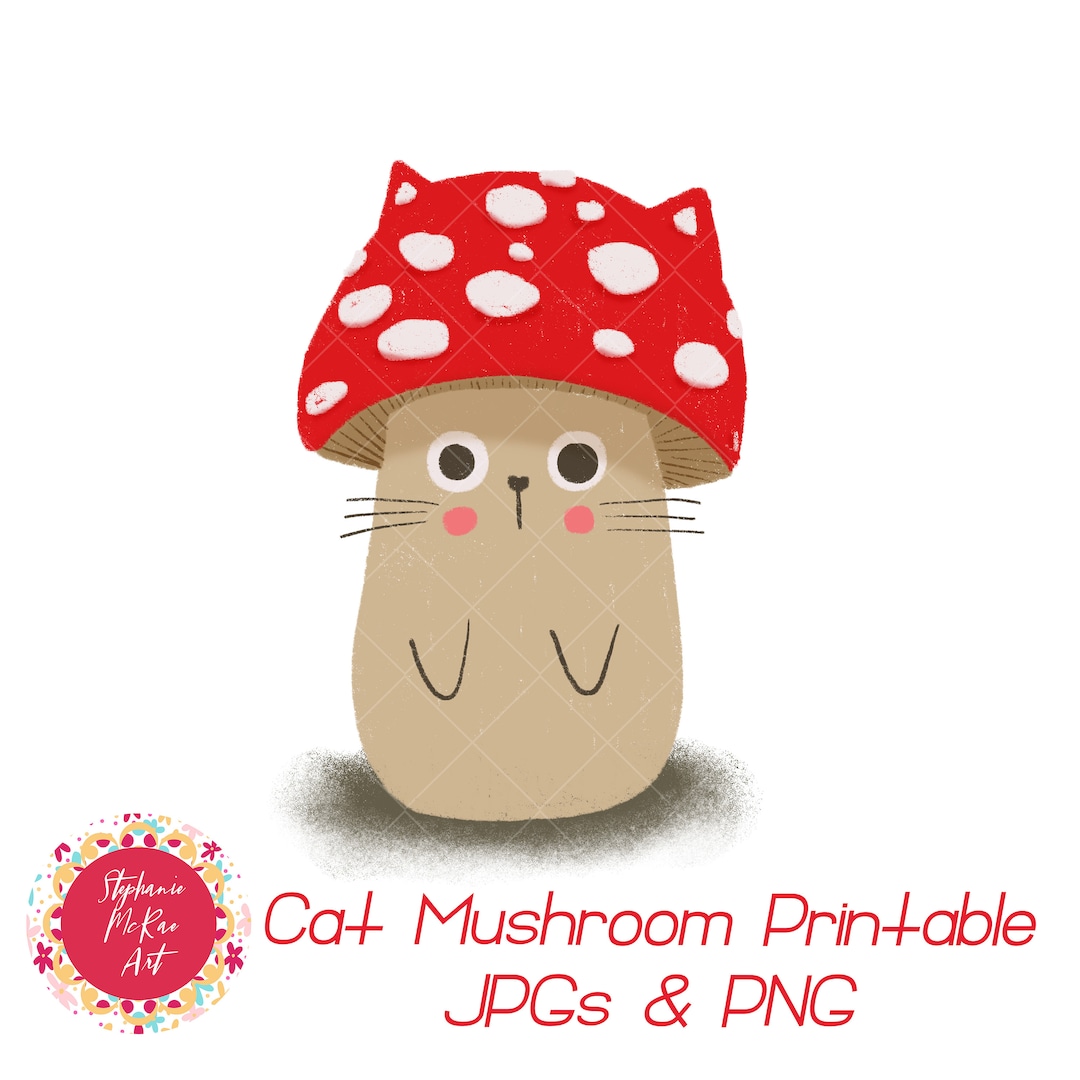 Cat Mushroom Printable, Meowshroom Print, Cat Lover Printable, Digital ...