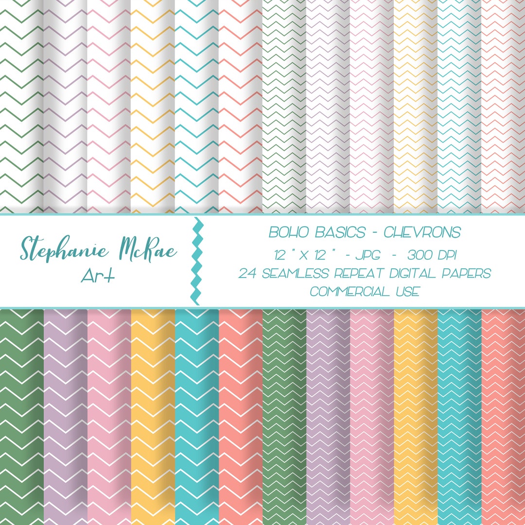 Boho Basic Chevron Digital Paper, Commercial Use, Digital Download ...