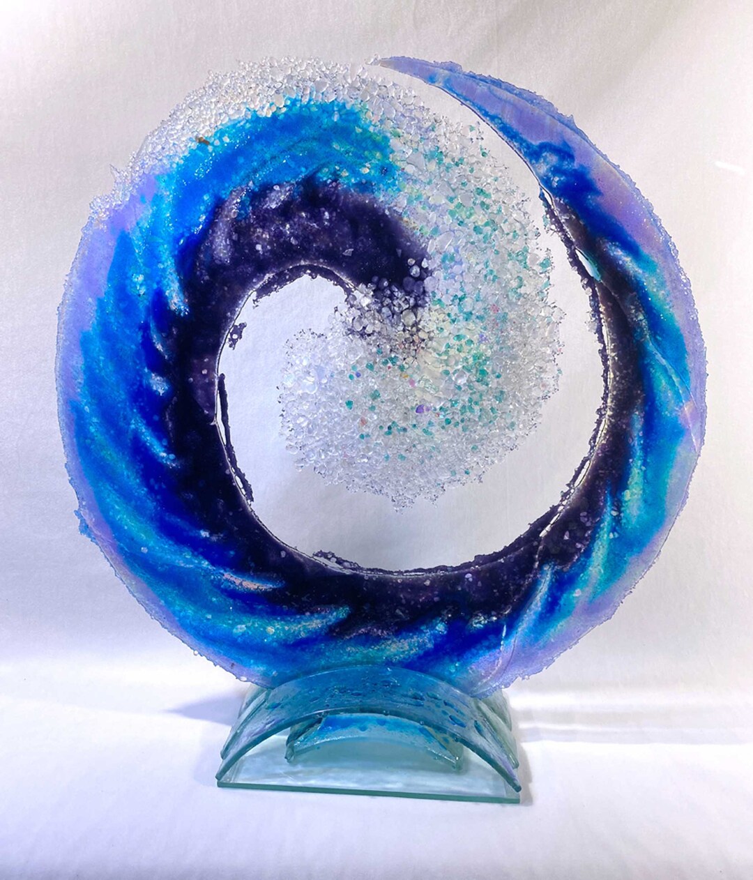 22 Inch Spiral Glass Wave With Glass Stand - Etsy