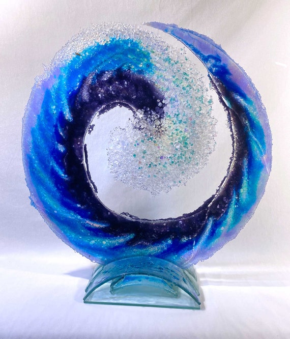 22 Inch Spiral Glass Wave With Glass Stand - Etsy