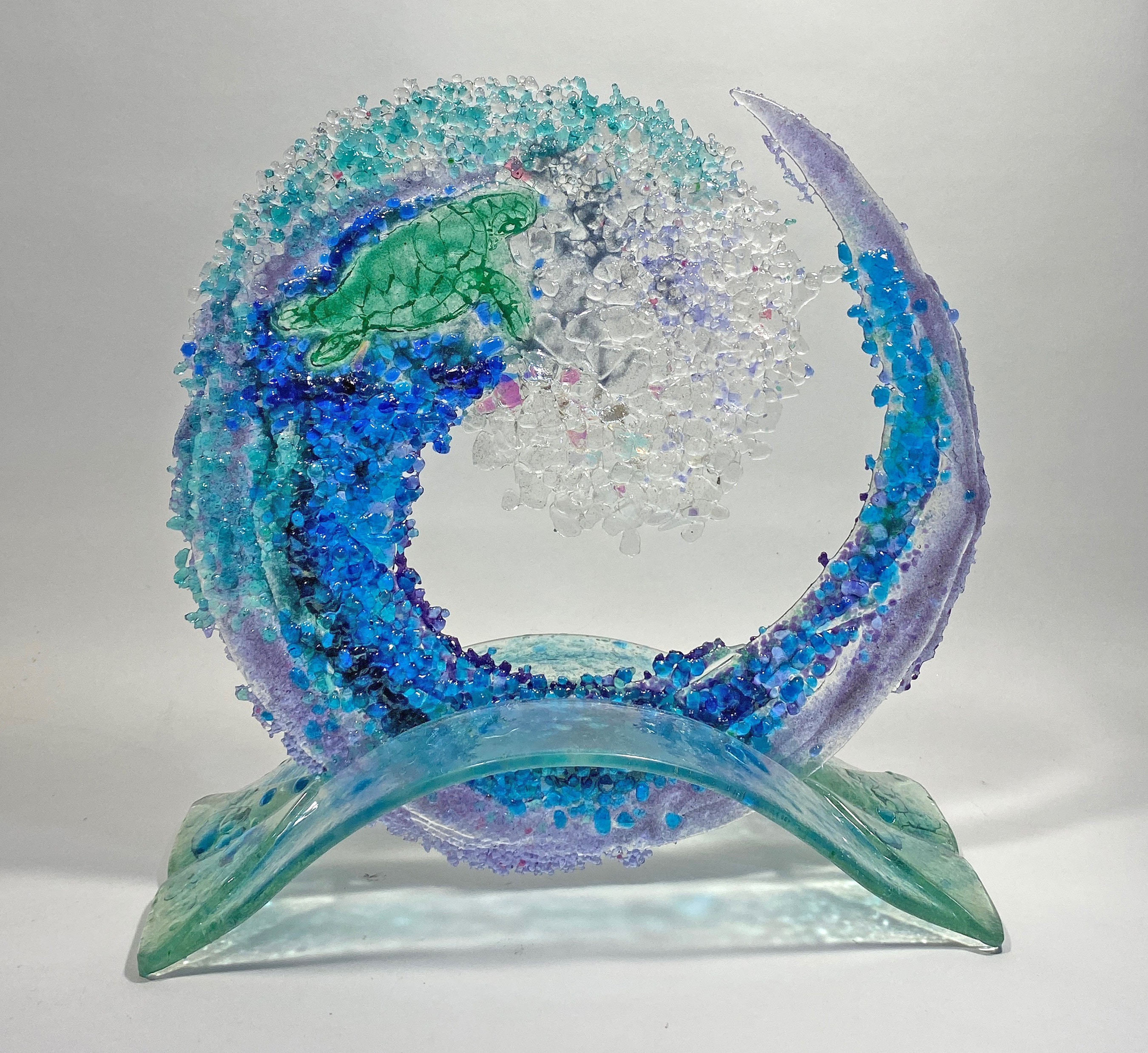 12 Inch Turtle Wave on Glass Arched Stand , 12 X 13 X 5 Inches - Etsy