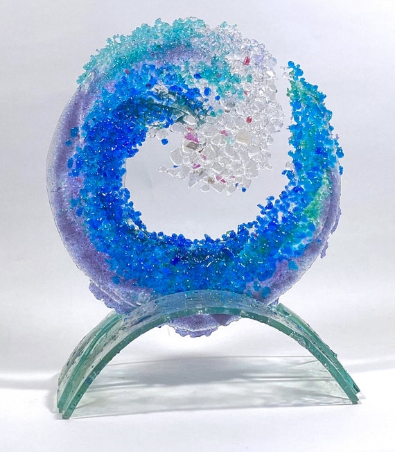 10 Inch Spiral Glass Wave With Stand - Etsy UK